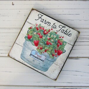 Wood Strawberry Sign, 5 X 5 Wood Sign, Farm to Table Strawberries ...