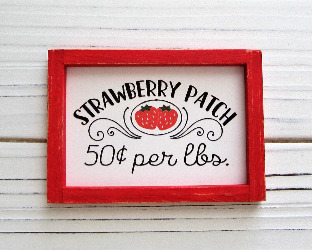 Miniature Strawberry Sign, Tiered Tray Sign, Farmhouse Tiered Tray Sign ...