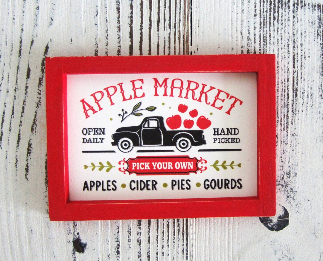 Apple Market Miniature Sign, Tiered Tray Decor, Sign for Tiered Tray ...