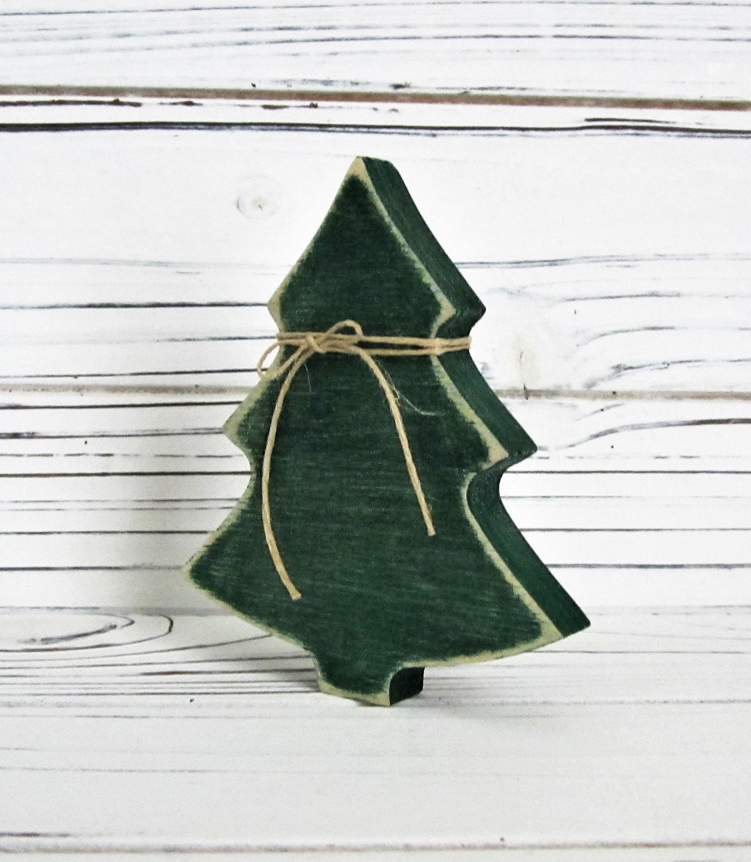 Miniature Wood Tree, Green Wood Tree, Tiered Tray Decor, Distressed ...