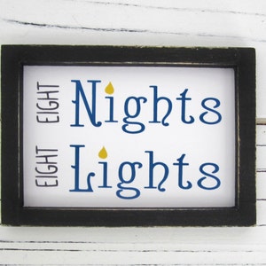 8 Nights 8 Lights Sign, Happy Hanukkah Sign, Festival of Lights Sign ...