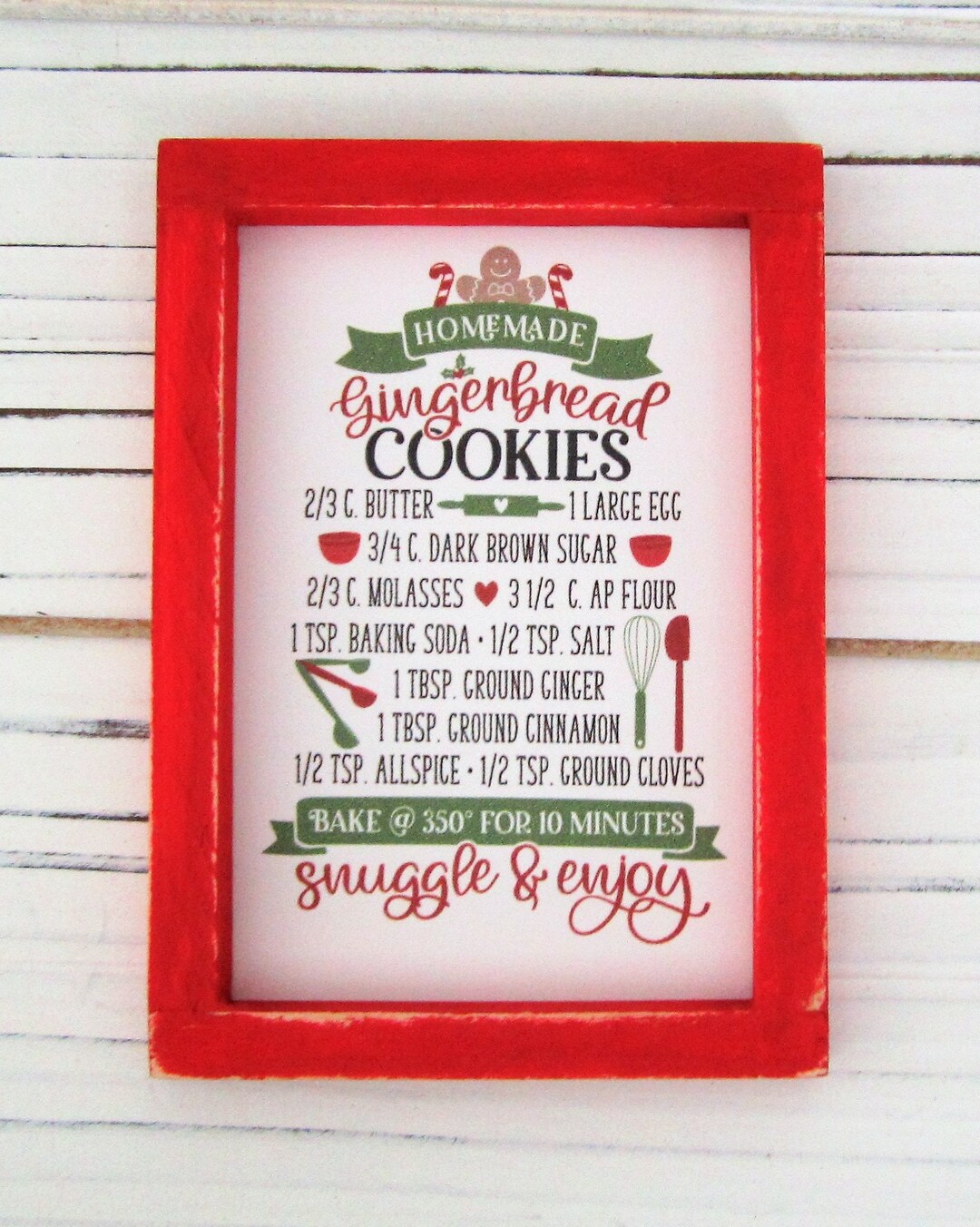 Gingerbread Cookie Recipe Sign, Miniature Tiered Tray Sign, Gingerbread ...