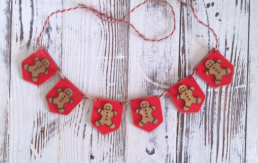 Miniature Gingerbread Man Banner, Tiered Tray Garland, Holiday Decor ...