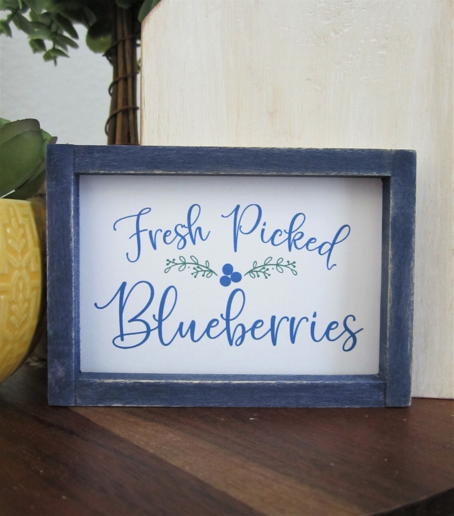 Blueberry Sign Tiered Tray Decor Blueberries Framed Sign | Etsy