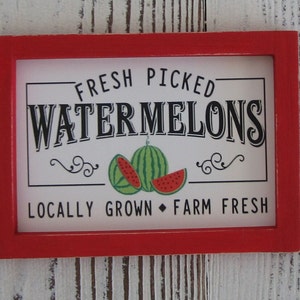 Fresh Picked Watermelon Miniature Sign, Tiered Tray Sign, Sign for ...