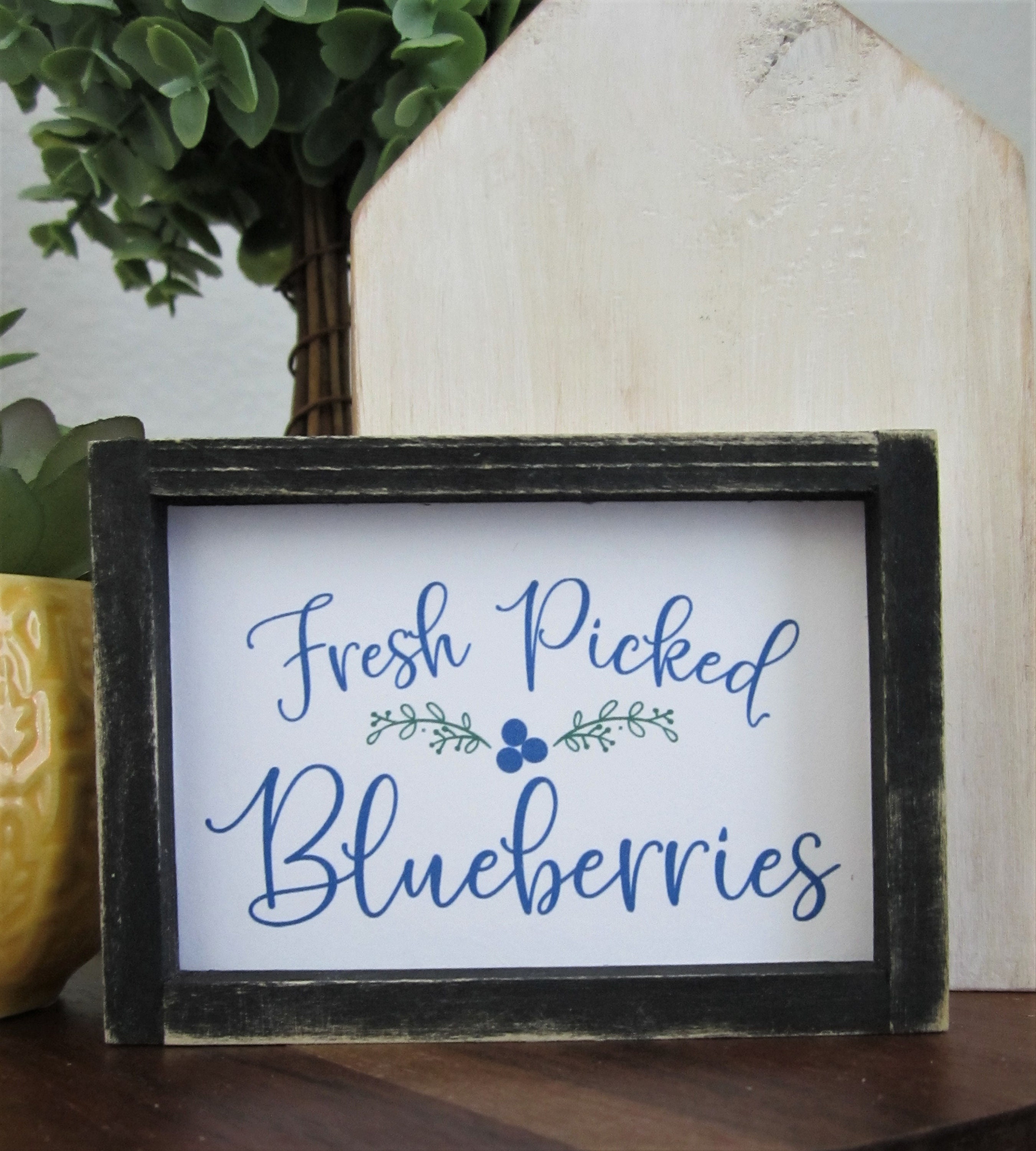 Blueberry Sign Tiered Tray Decor Blueberries Framed Sign - Etsy