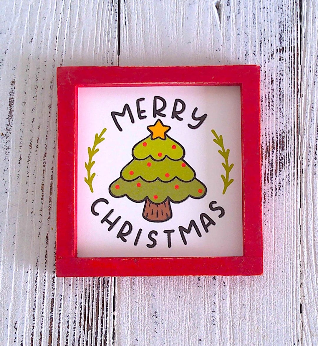 Merry Christmas Sign, Miniature Merry Christmas Tiered Tray Decor ...
