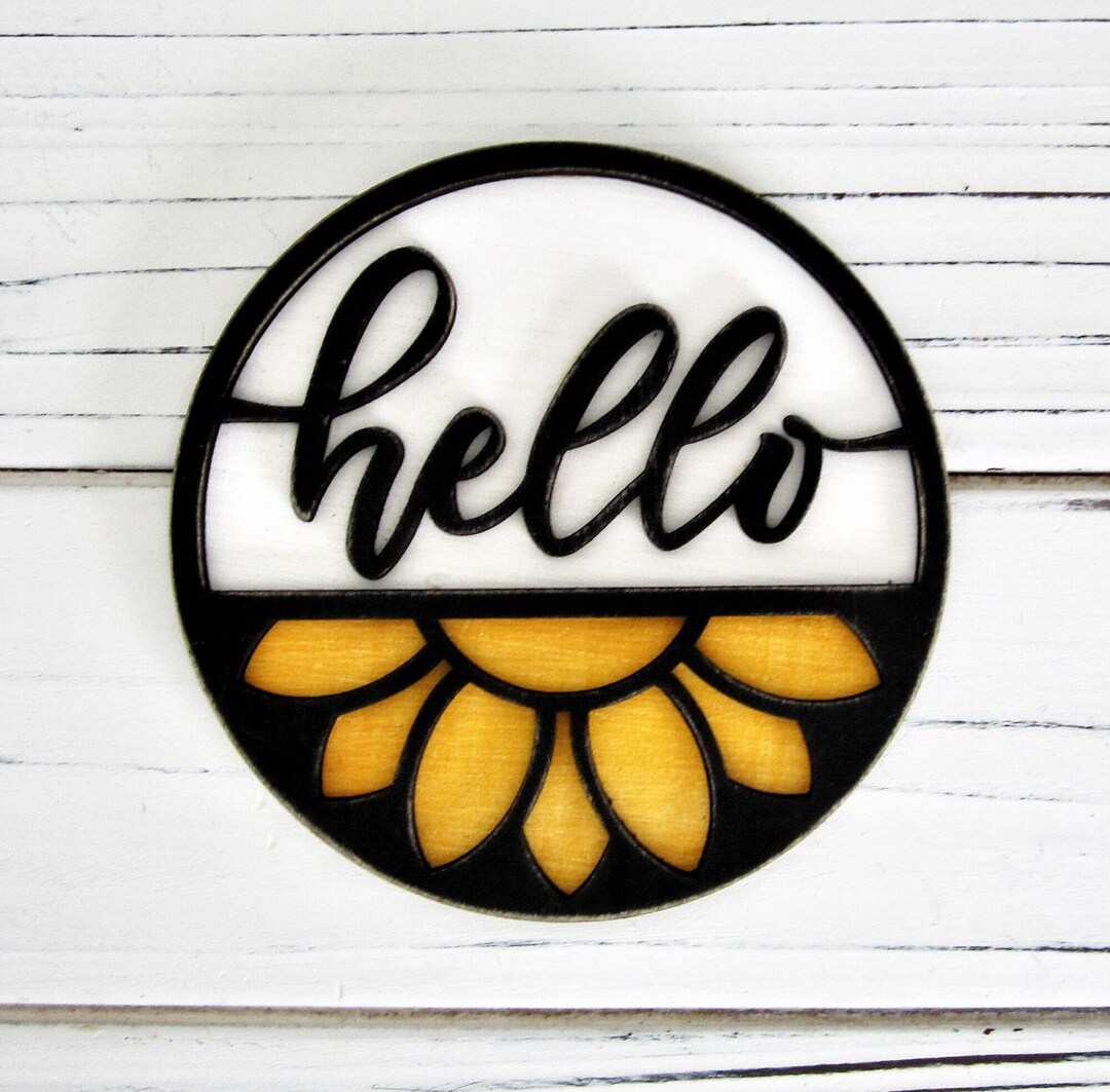 Miniature Sunflower Hello Sign, Sunflower Hello, Tiered Tray, Sunflower ...