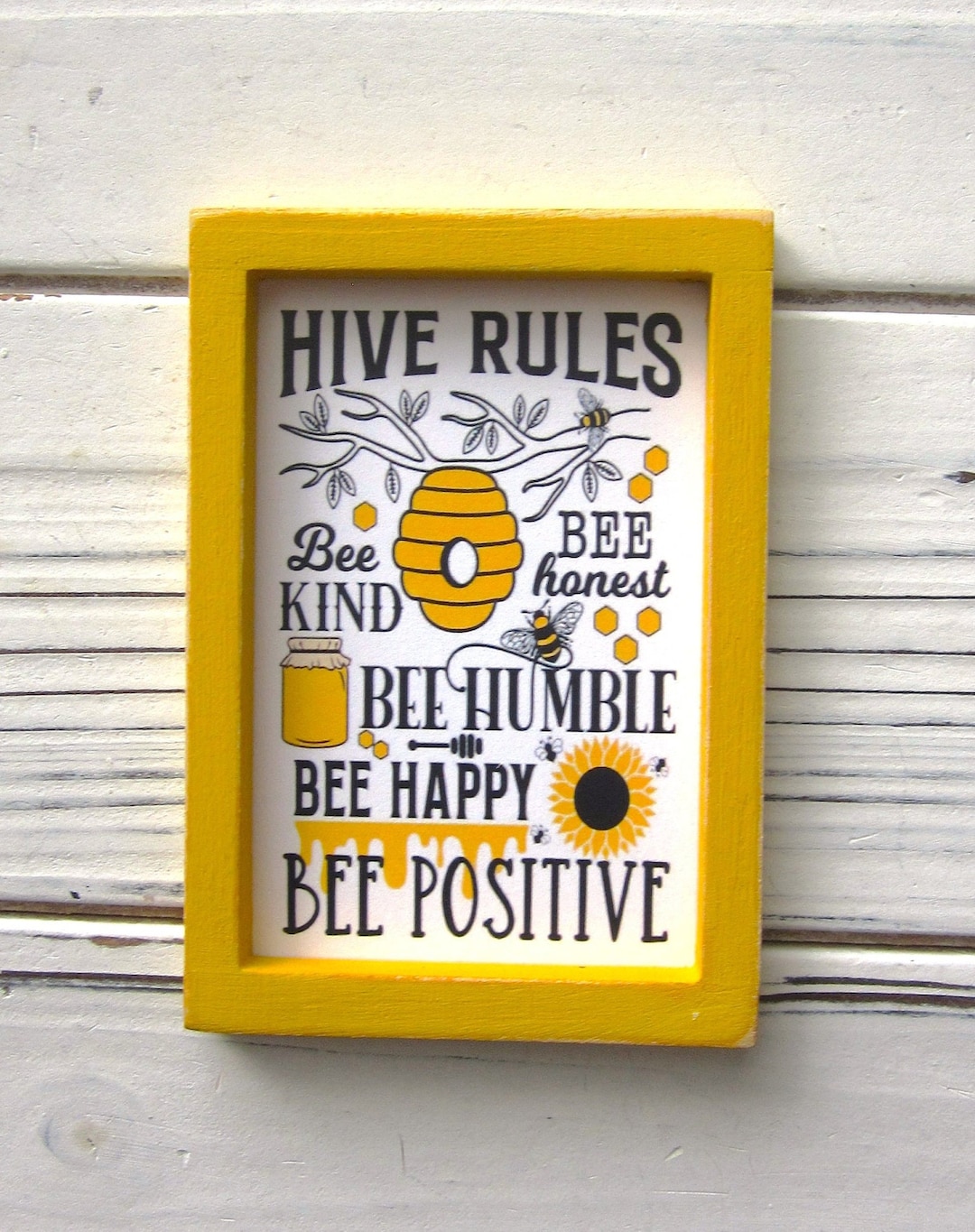 Hive Rules Miniature Sign, Honey Bee Sign, Tiered Tray Sign, Hive Rules ...