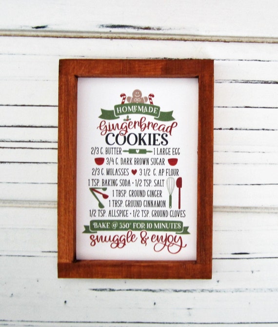 Gingerbread Cookie Recipe Sign Miniature Tiered Tray Sign - Etsy