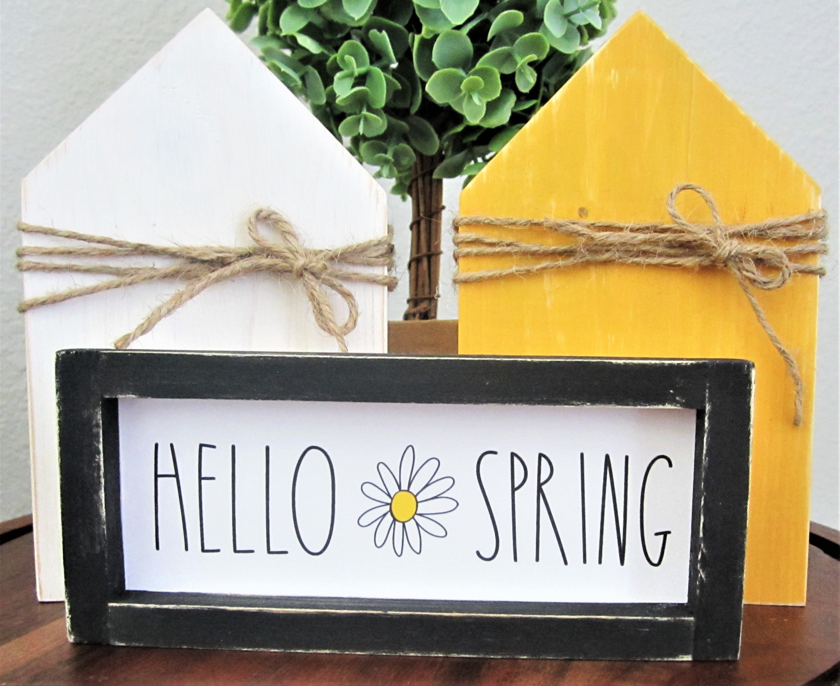 Spring Tiered Tray Sign Hello Spring Mini Wood Framed Sign - Etsy