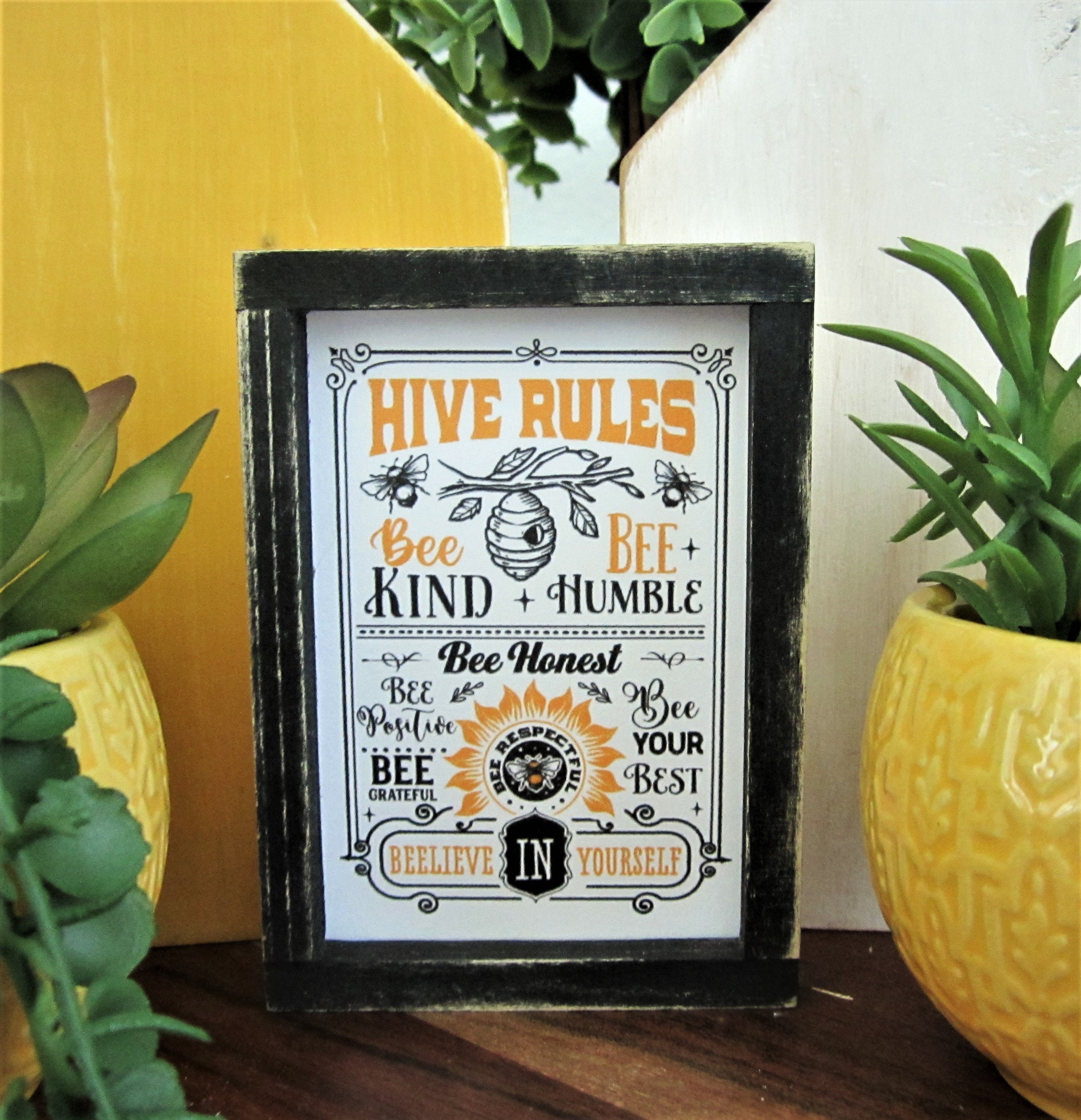 Honey Bee Sign Tiered Tray Sign Miniature Framed Sign Hive - Etsy