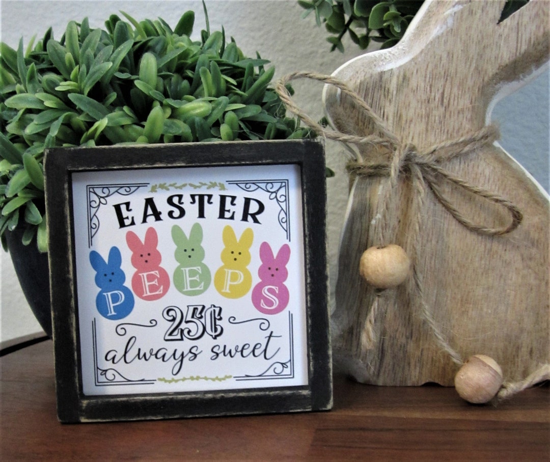 Easter Peeps Sign, Miniature Easter Decor, Tiered Tray Sign, Miniature ...