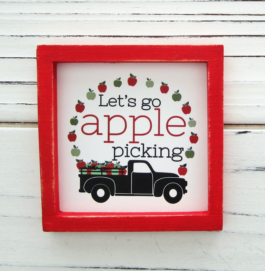 Apple Sign, Let's Go Apple Picking, Miniature Apple Sign, Tiered Tray ...