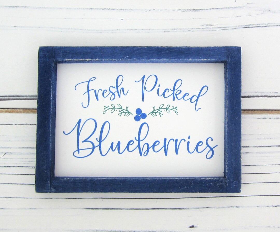 Blueberry Sign, Tiered Tray Decor, Blueberries, Framed Sign, Farmhouse ...