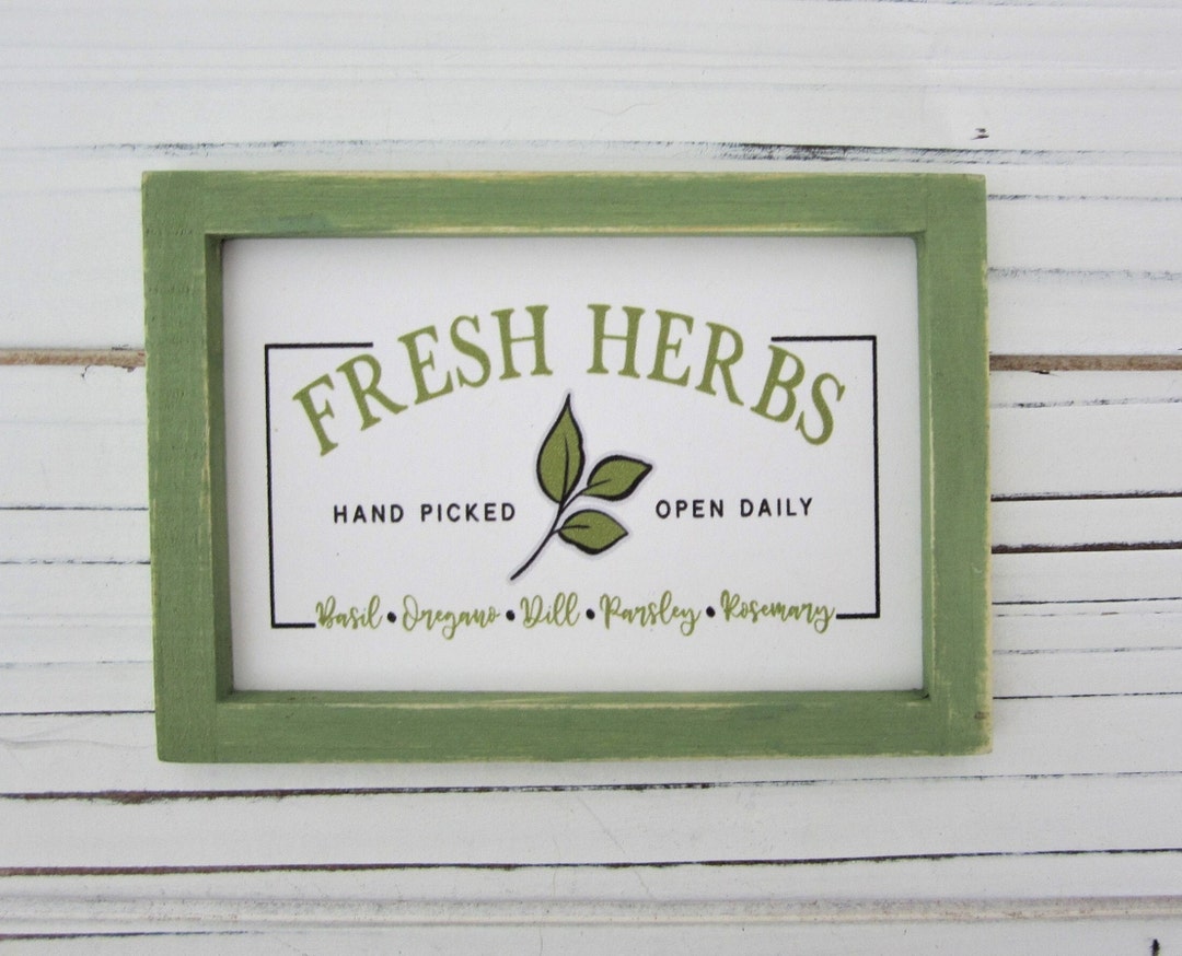 Miniature Fresh Herbs Sign, Tiered Tray Decor, Basil, Oregano, Parsley ...