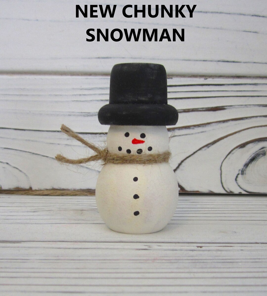 Miniature Chunky Snowman, Mini Wood Snowman for Tiered Trays, Rustic Wood Snowman, Chunky Wood ...