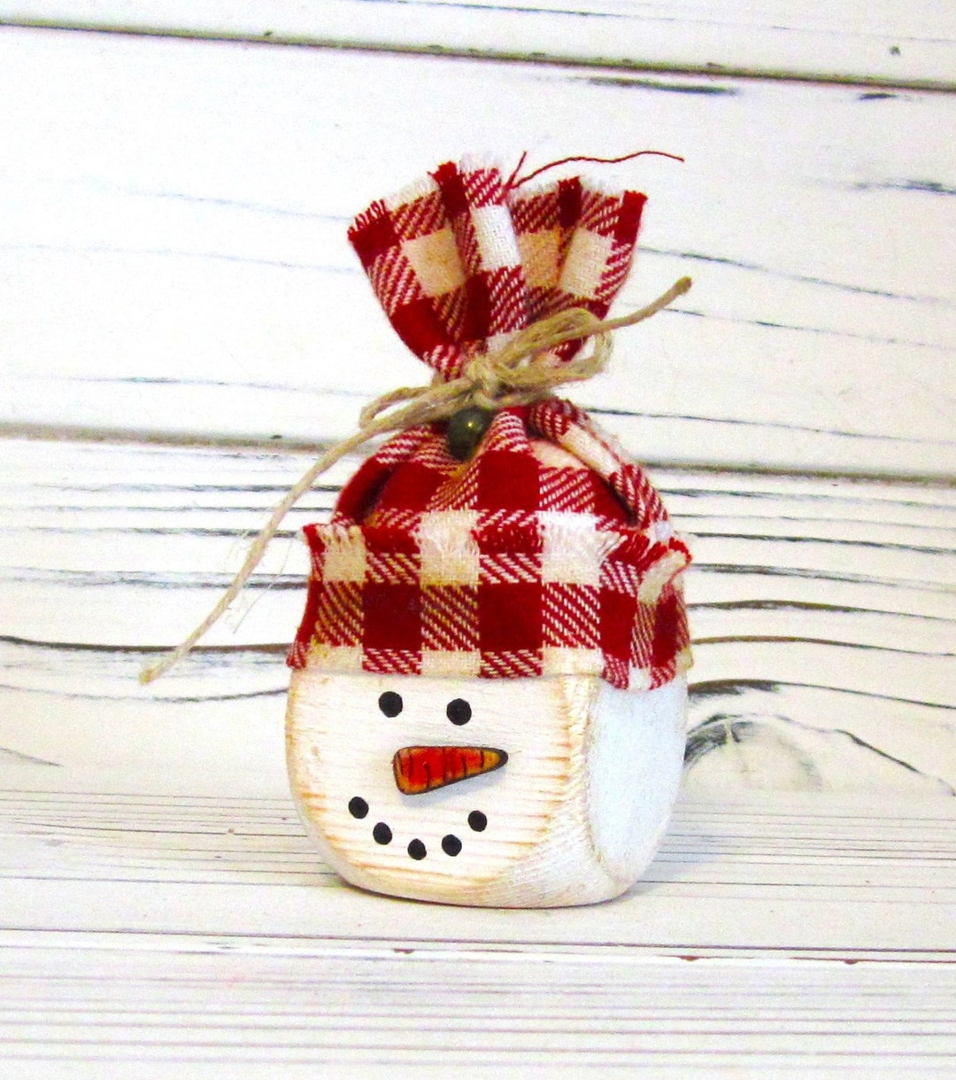 Miniature Block Snowman, Mini Wood Snowman for Tiered Trays, Rustic ...