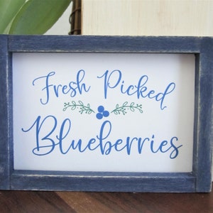 Blueberry Sign, Tiered Tray Decor, Blueberries, Framed Sign, Farmhouse ...