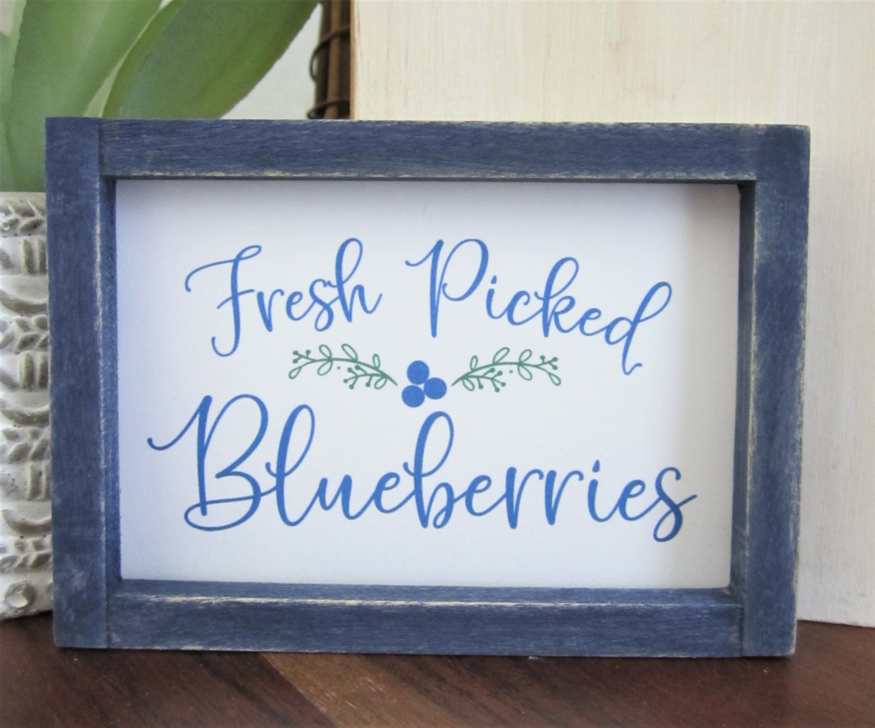 Blueberry Sign Tiered Tray Decor Blueberries Framed Sign - Etsy