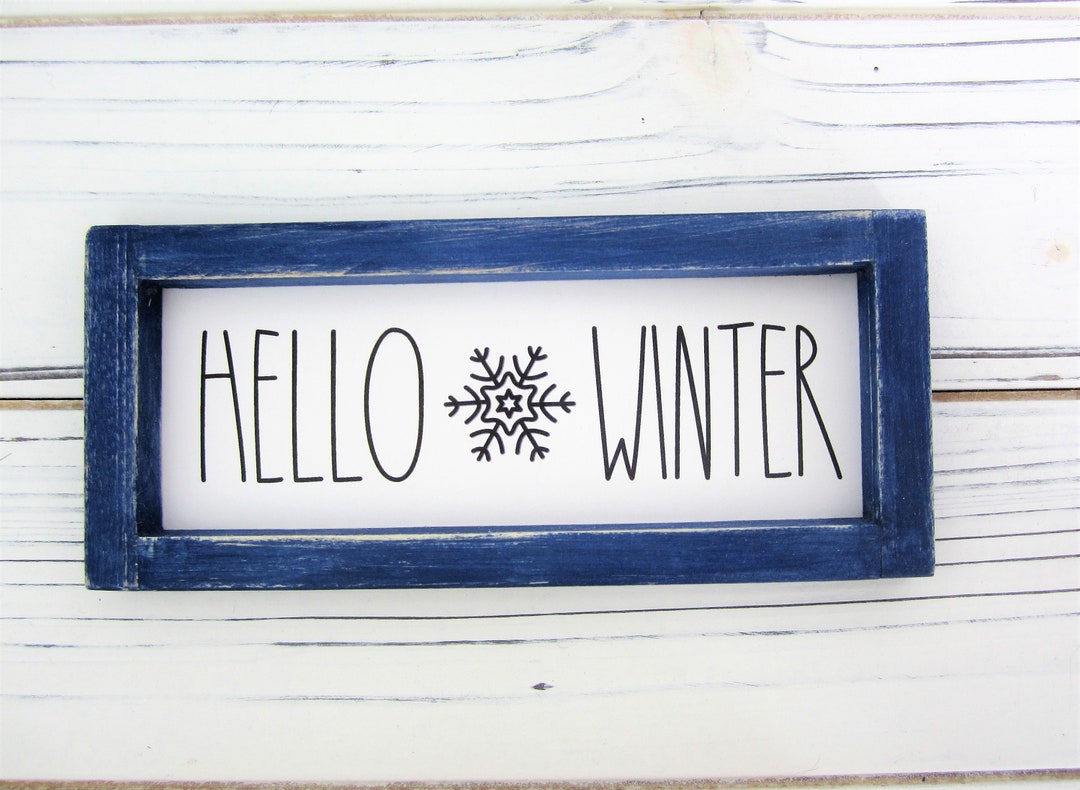 Hello Winter Sign, Winter Tiered Tray Sign, Snowflake Decor, Winter ...