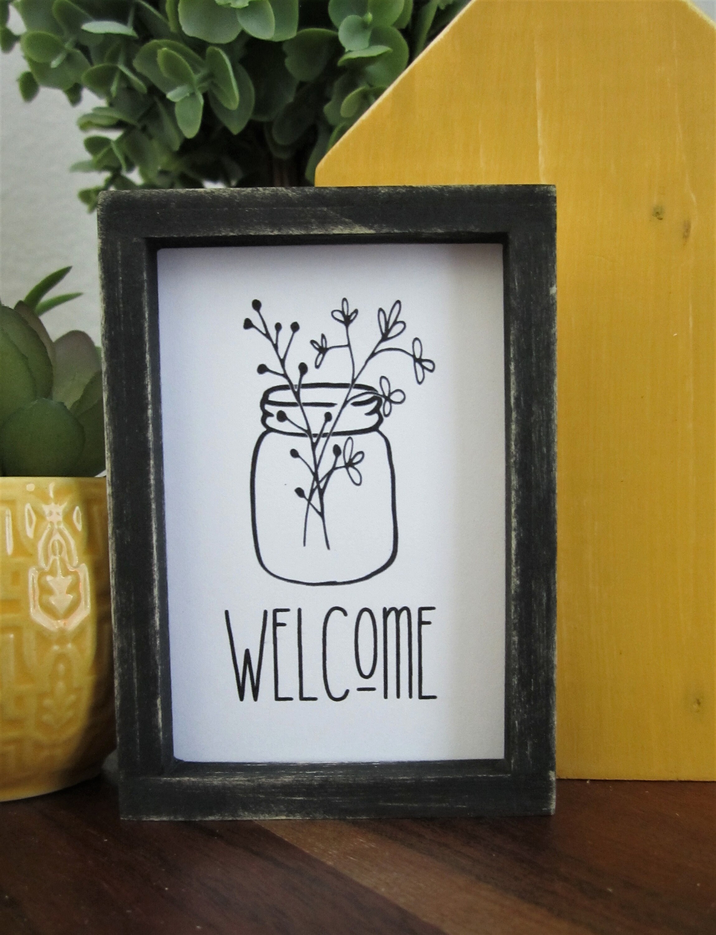 Welcome Sign Tiered Tray Decor Miniature Welcome Sign Mason | Etsy