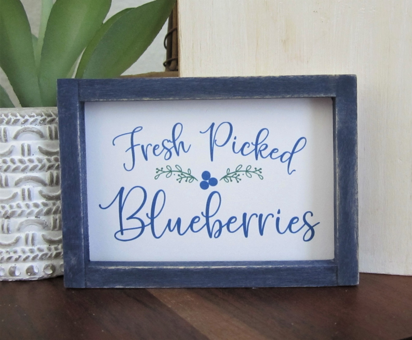 Blueberry Sign Tiered Tray Decor Blueberries Framed Sign | Etsy