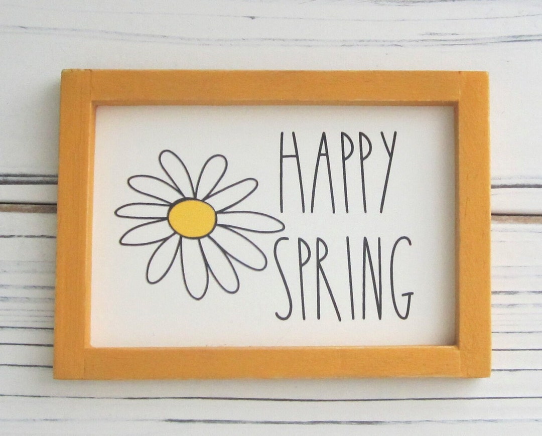 5" X 3.25" Spring Tiered Tray Sign, Miniature Wood Framed Sign, Happy ...