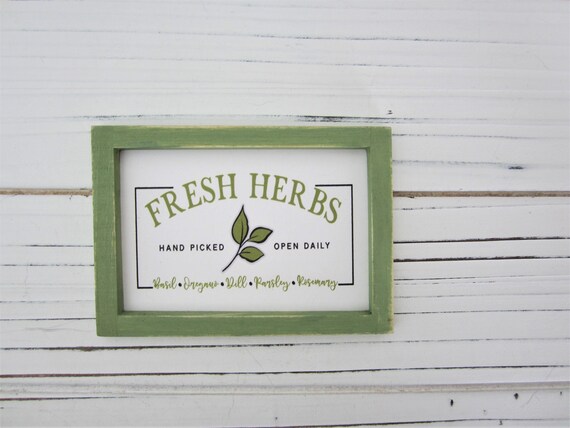 Miniature Fresh Herbs Sign Tiered Tray Decor Basil Oregano - Etsy