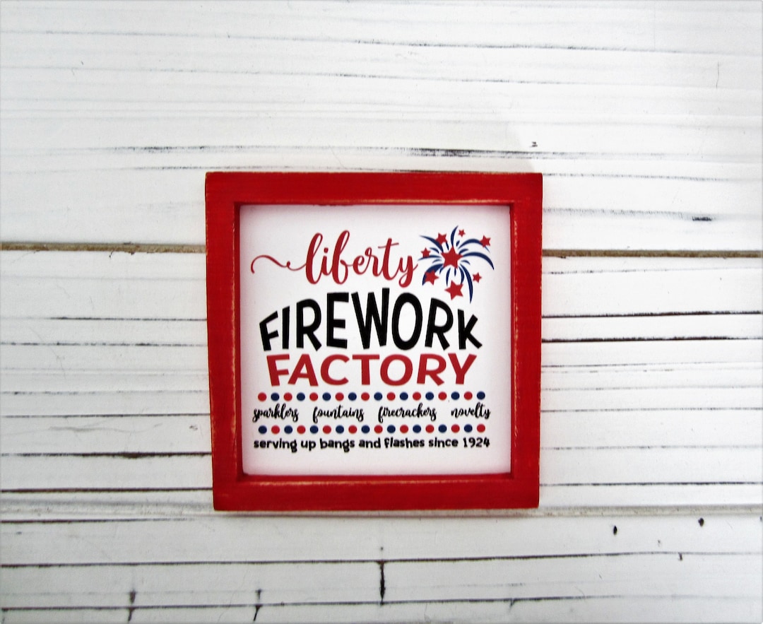 4" X 4" Fireworks Sign, July 4th Sign, Sign for Tiered Tray ...
