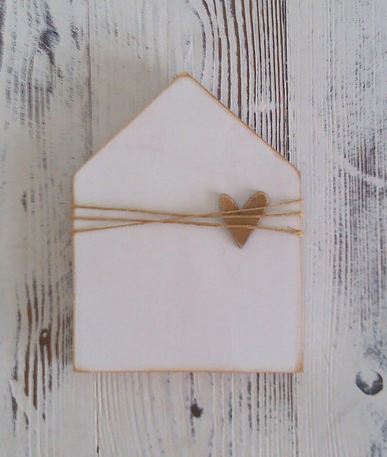 Miniature White Wood Block House, Rustic Wood House, Tiered Tray Decor ...