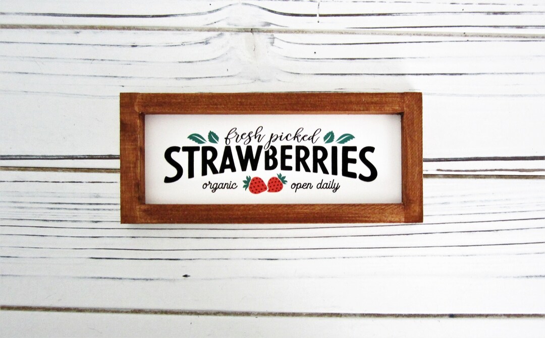 Strawberry Sign Tiered Tray Sign Strawberries Framed Sign - Etsy