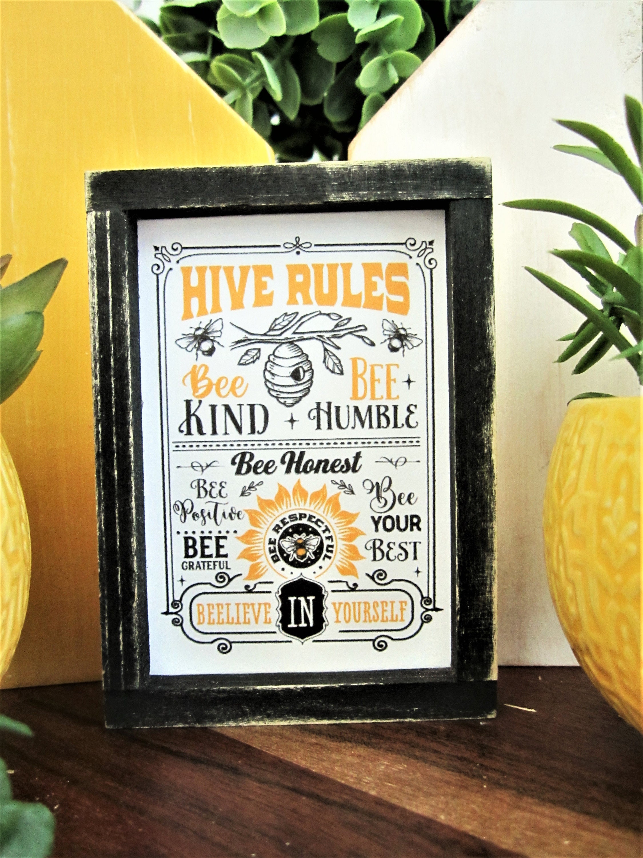 Honey Bee Sign Tiered Tray Sign Miniature Framed Sign Hive - Etsy