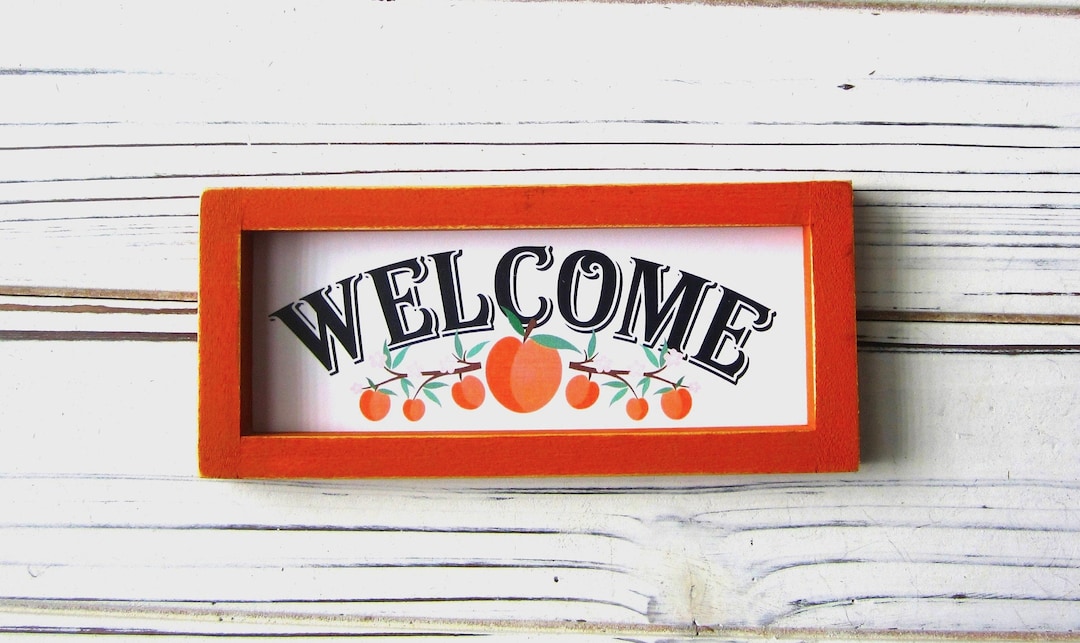 Peach Welcome Sign, Peaches Decor, Sign for Tiered Tray, Peach Welcome ...