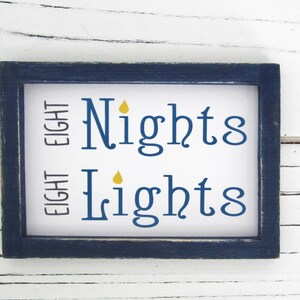 8 Nights 8 Lights Sign, Happy Hanukkah Sign, Festival of Lights Sign ...