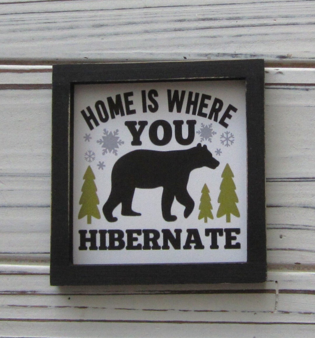 Home is Where You Hibernate Miniature Sign, Winter Decor, Tiered Tray ...