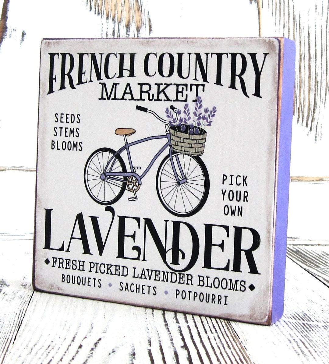 Lavender Sign, 5 X 5 Chunky Wood Sign, Tiered Tray Decor, Lavender ...