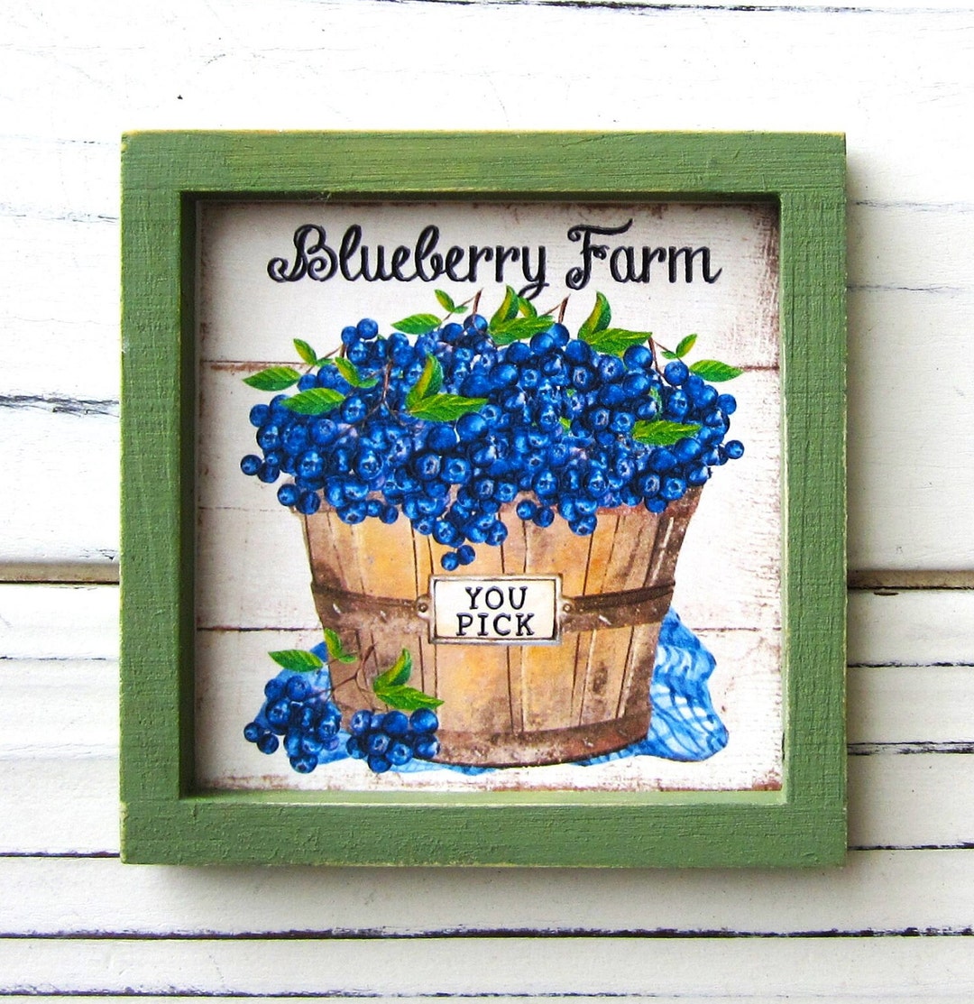 Farm Fresh Blueberries Miniature Sign, Blueberries Sign, Tiered Tray ...