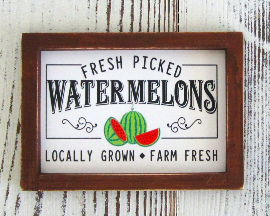Fresh Picked Watermelon Miniature Sign, Tiered Tray Sign, Sign for ...