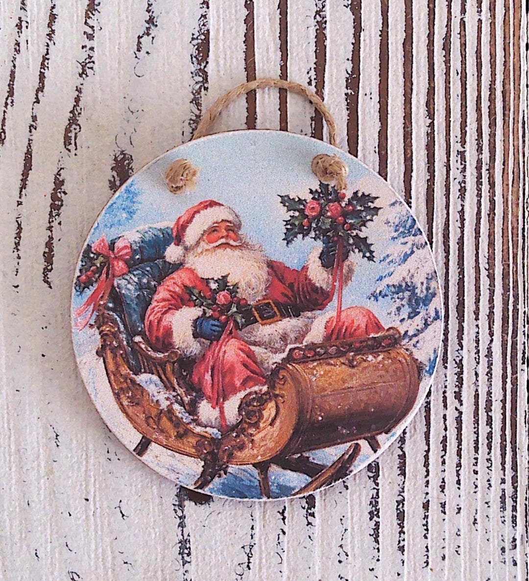 Miniature Santa Claus Front Door Sign, Tiered Tray Decor, 2 D Miniature ...