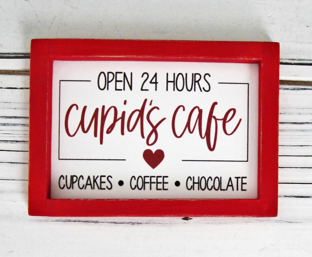 Cupid's Cafe Valentine's Day Sign, Tiered Tray Decor, February 14th ...