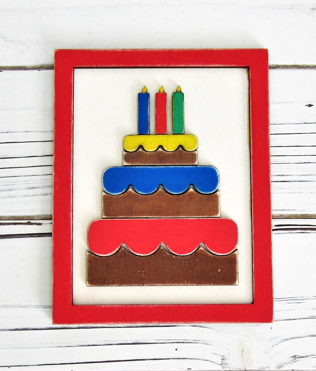 Birthday Cake Tiered Tray Sign, Wood Birthday Cake Sign, Wood Tiered ...