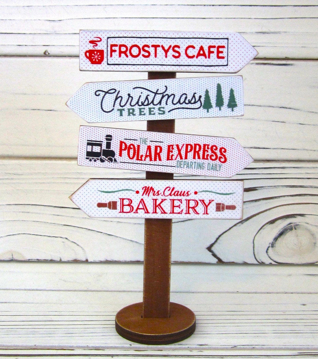 Miniature Christmas Directional Sign, Tiered Tray Sign, Holiday ...