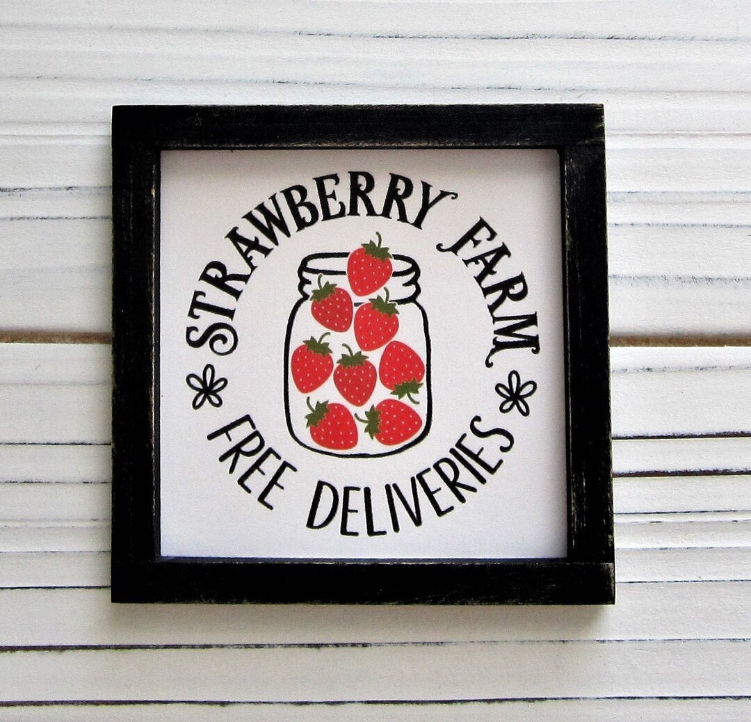 Strawberry Sign, Miniature Tiered Tray Decor, Strawberry Kitchen Decor ...