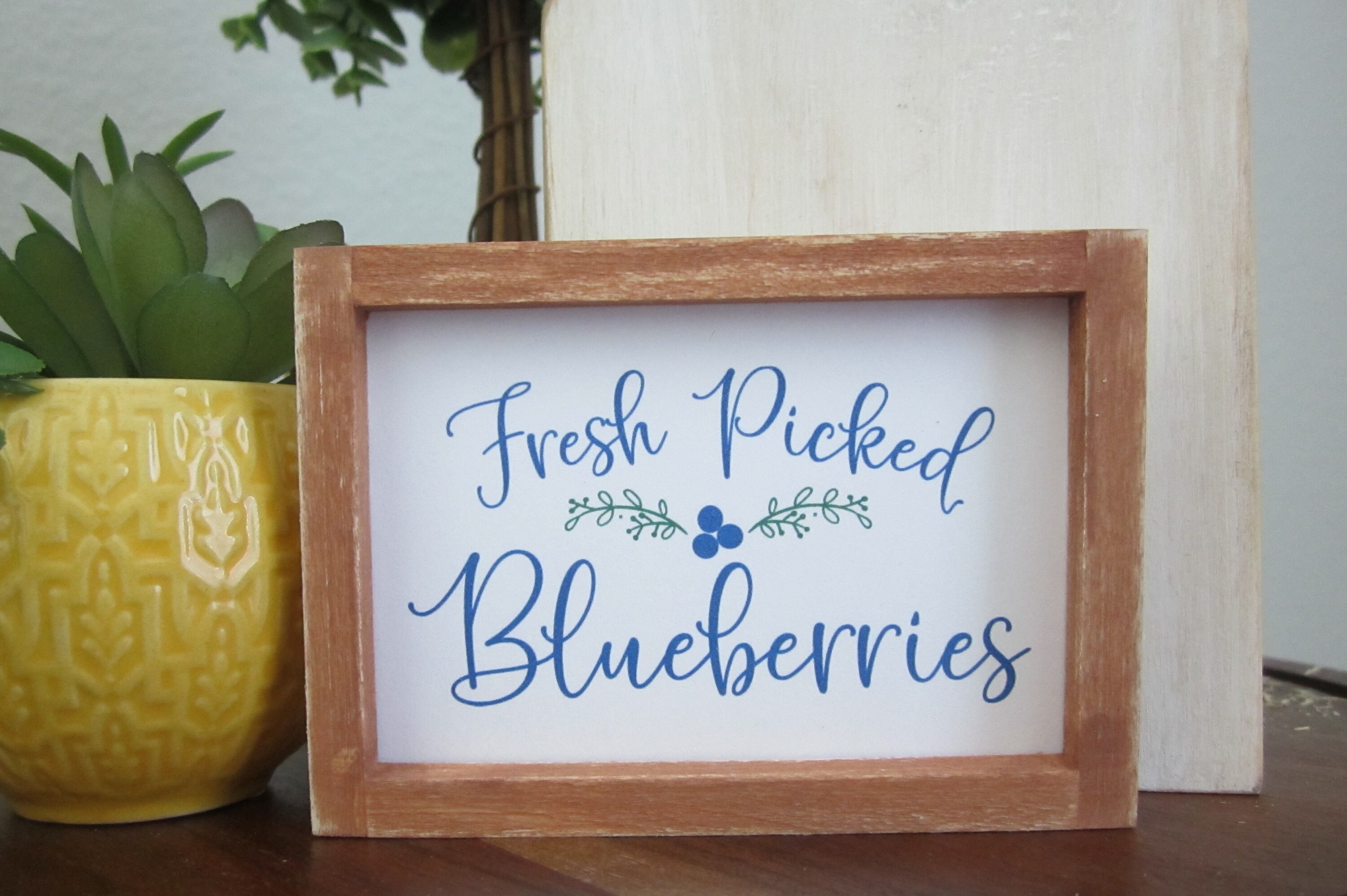 Blueberry Sign Tiered Tray Decor Blueberries Framed Sign | Etsy