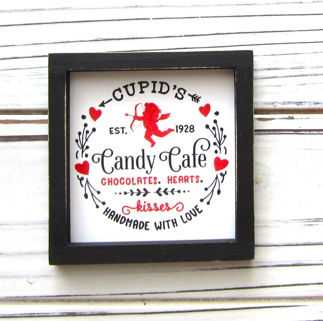 Cupid's Candy Cafe Miniature Sign, Miniature Tiered Tray Sign, February ...