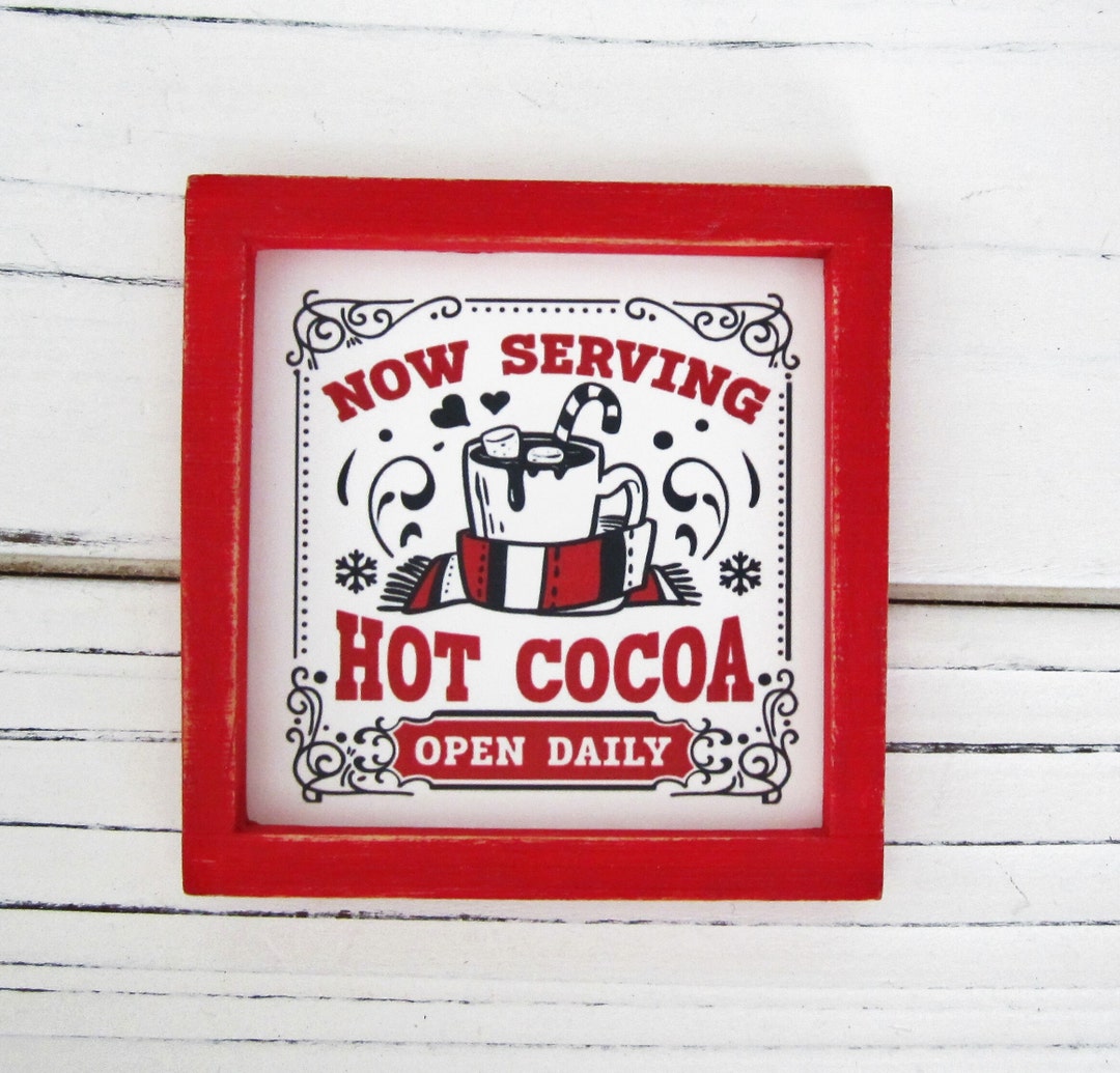 Hot Cocoa Miniature Sign, Winter Decor, Tiered Tray Decor, Marshmallows ...