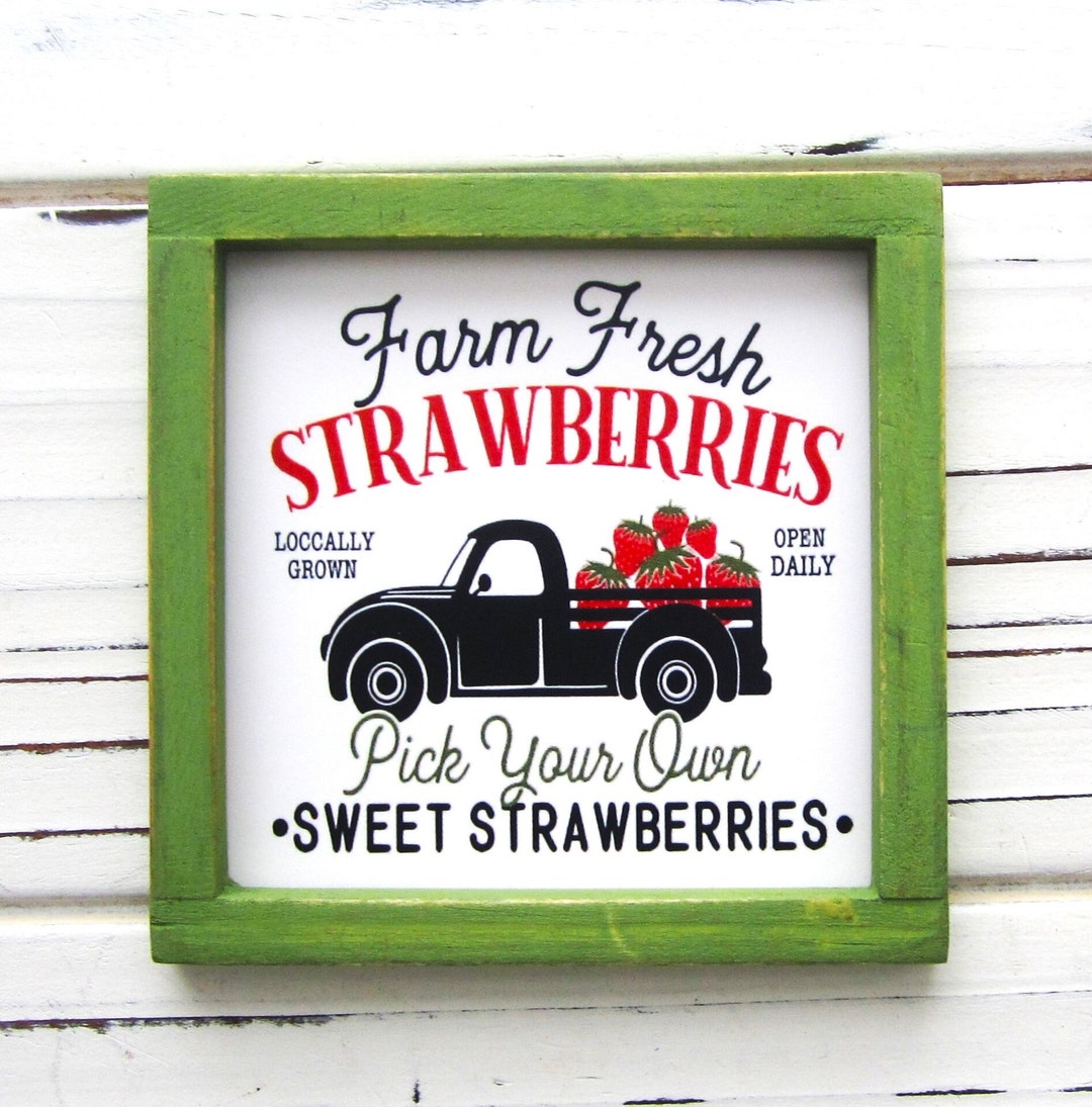 Farm Fresh Strawberries Sign, Tiered Tray Sign, Strawberry Decor ...