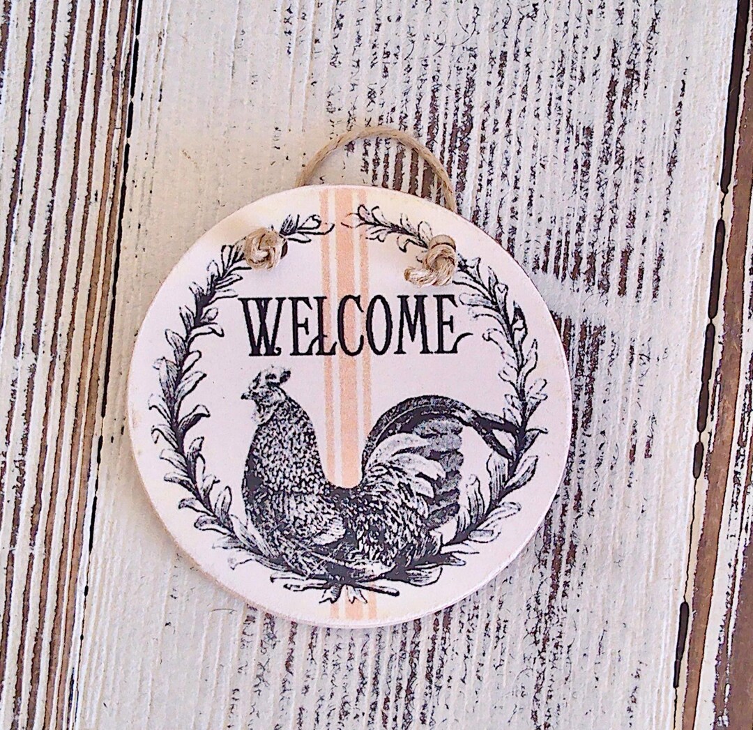 Miniature Welcome Sign, Front Door Sign, Chicken Sign, Tiered Tray ...