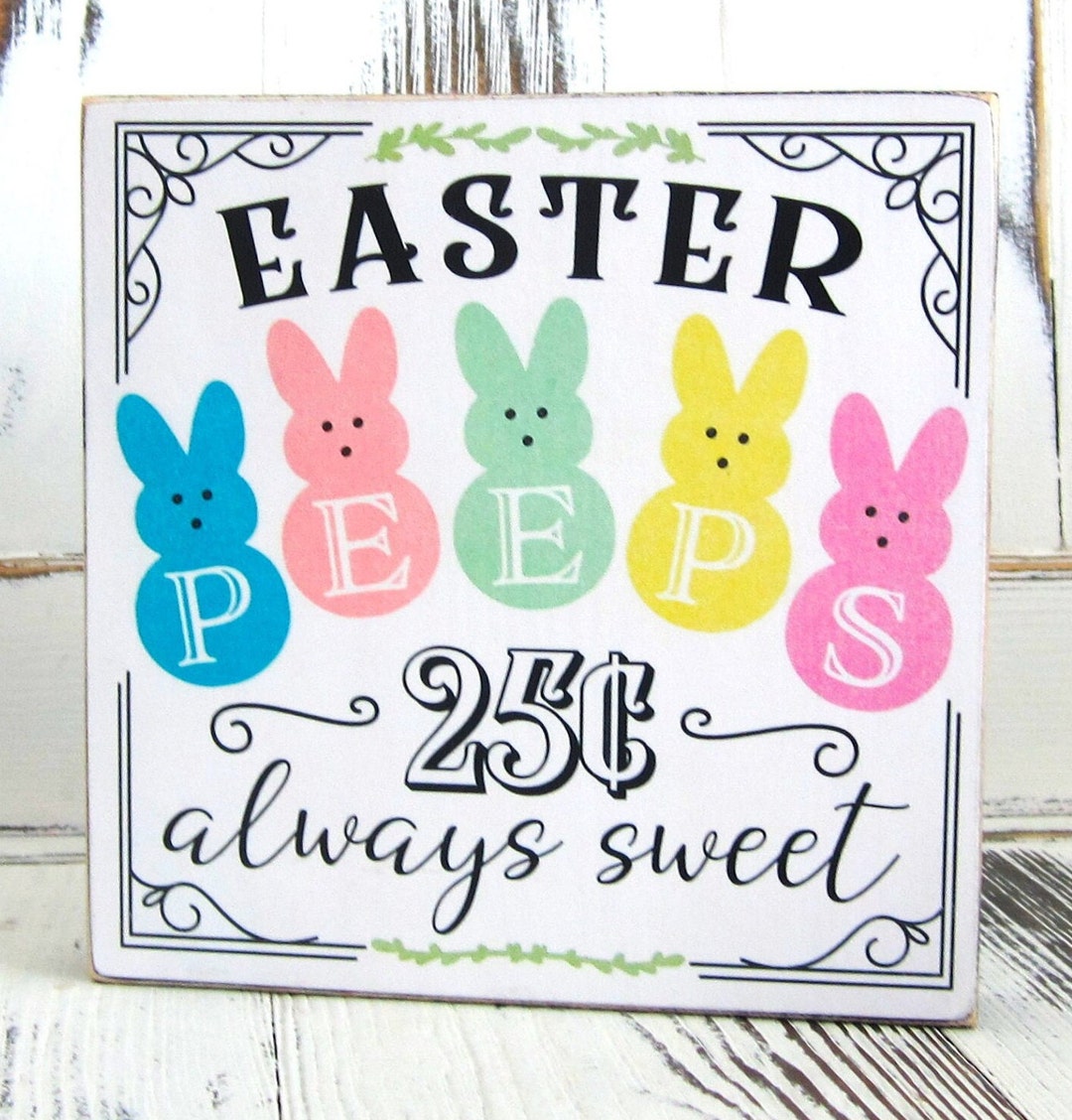 Easter Peeps Wood Sign, Tiered Tray Decor, Chunky Marshmallow Peep Sign ...